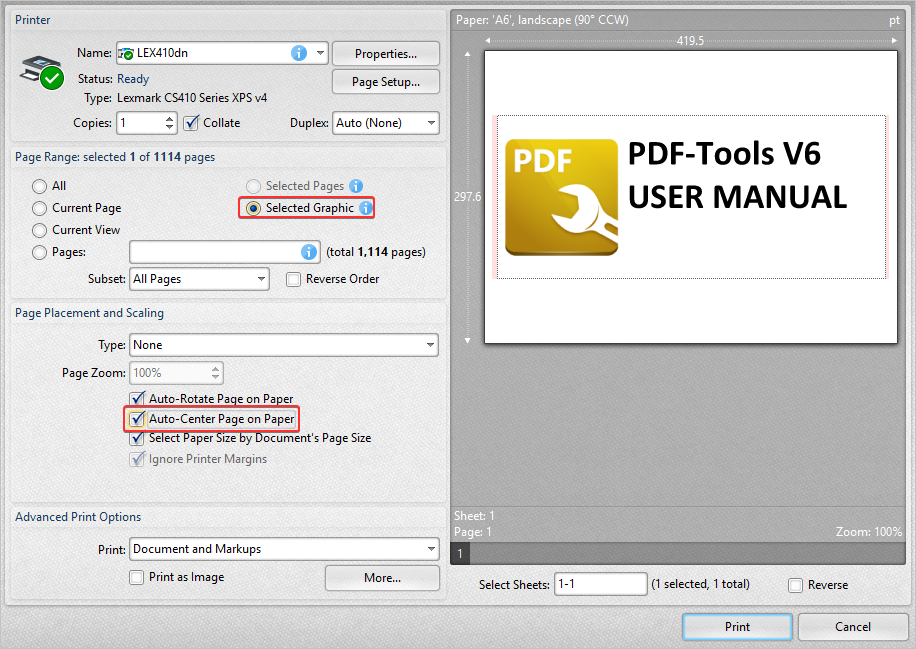 PDF-XChange Co Ltd :: Knowledge Base :: How do I print a small section ...