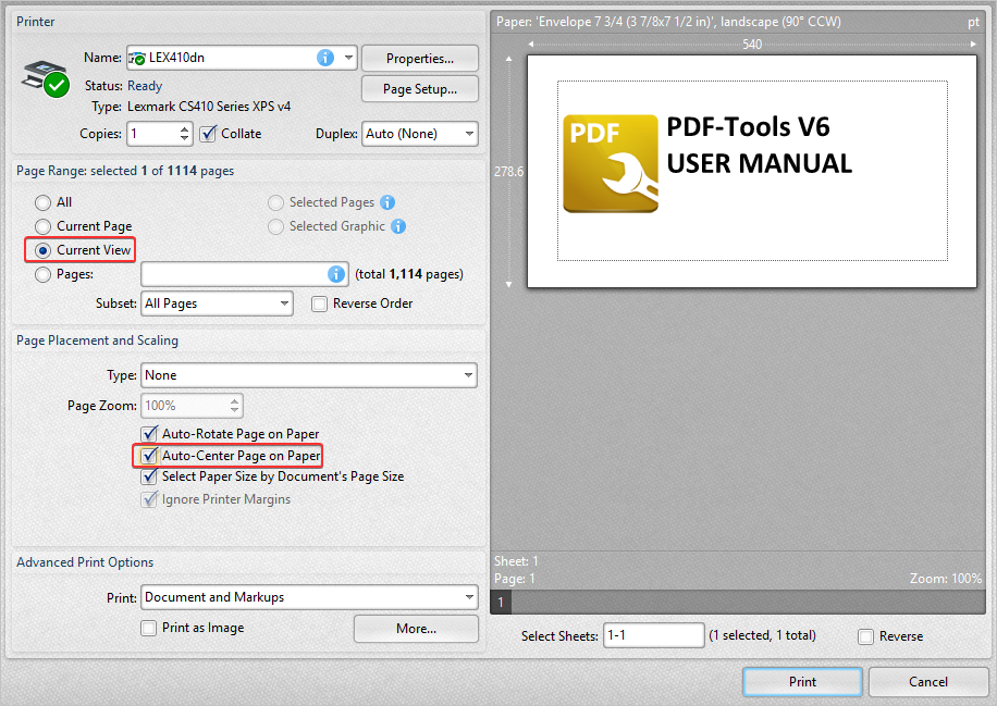 PDF-XChange Co Ltd :: Knowledge Base :: How do I print a small section ...