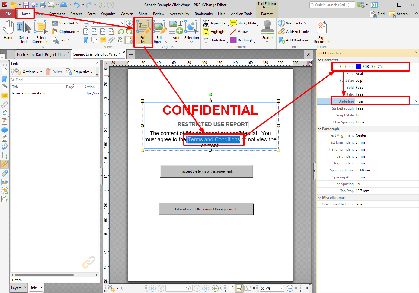 PDF-XChange Co Ltd :: Knowledge Base :: How do I Create a Click Wrap?